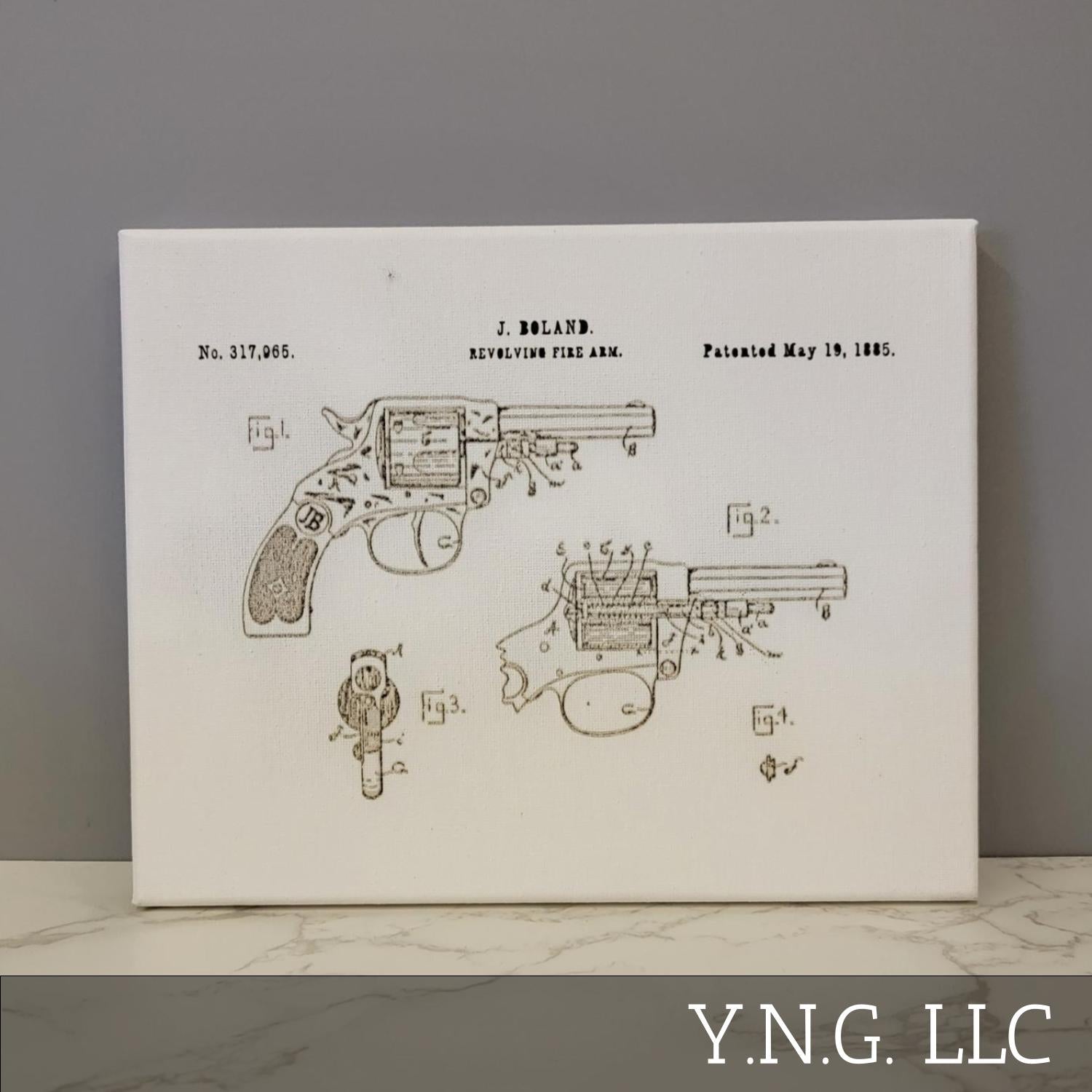 Boland Snub Revolver Patent Sketch 10x8 Canvas Wall Art Hanging LA1019 ...